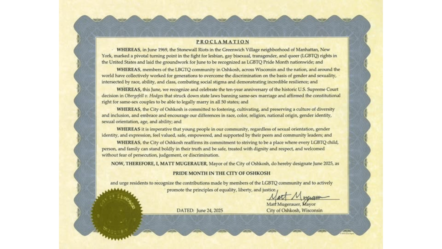 Oshkosh proclaims Pride Month as celebration moves to Oshkosh Arena ...