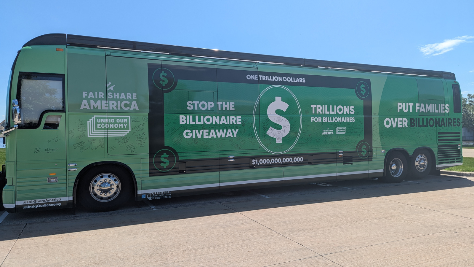 Stop the Billionaire Giveaway bus tour visits Oshkosh - Civic Media