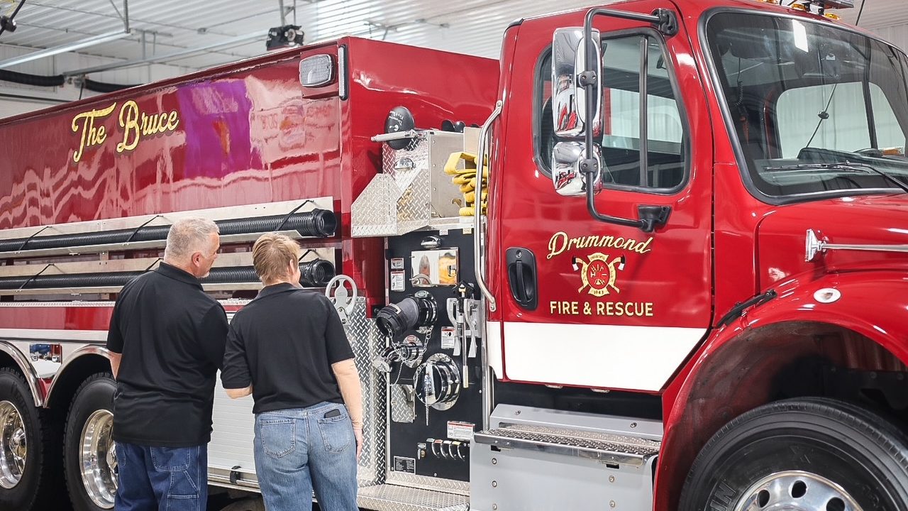 Drummond Fire & Rescue unveils new fire truck - WBZH - Hayward